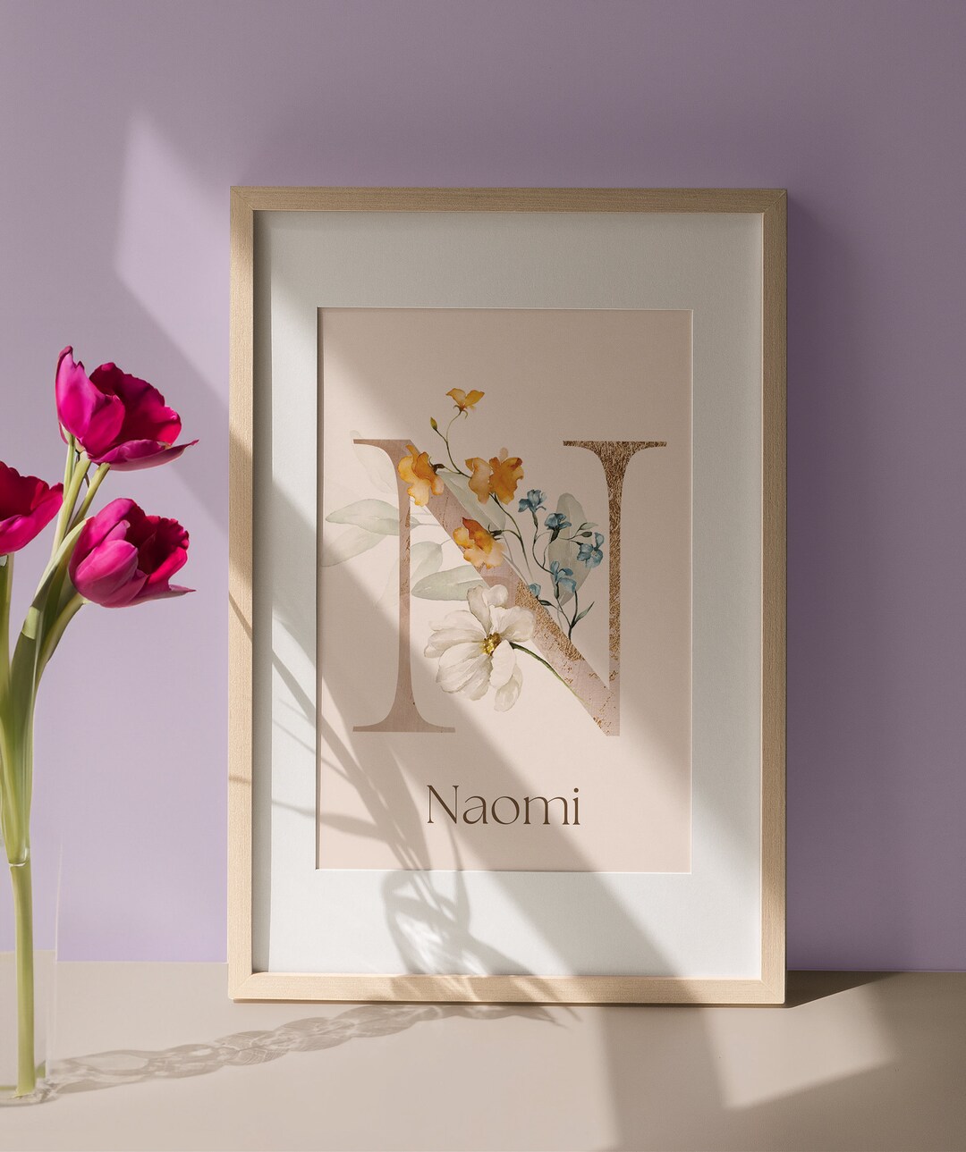 Personalized N Letter Watercolor Illustration for Nursery - Custom ...