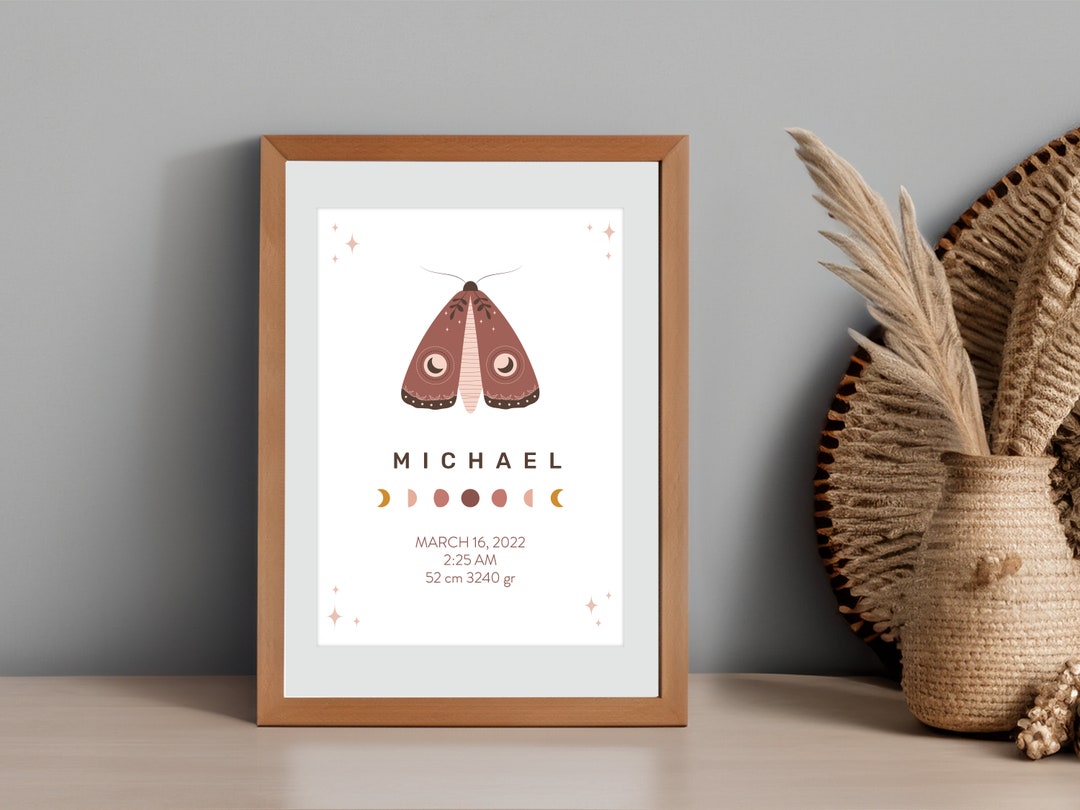 Personalized Boho Birth Print: Editable Newborn Stats Poster for Baby ...
