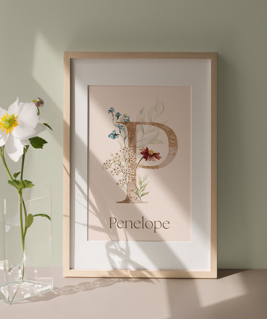 Personalized P Letter Watercolor Illustration for Nursery - Custom ...