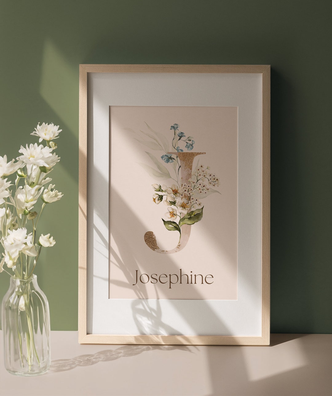 Floral Letter J Name Print: Custom Nursery Wall Art (digital Download ...