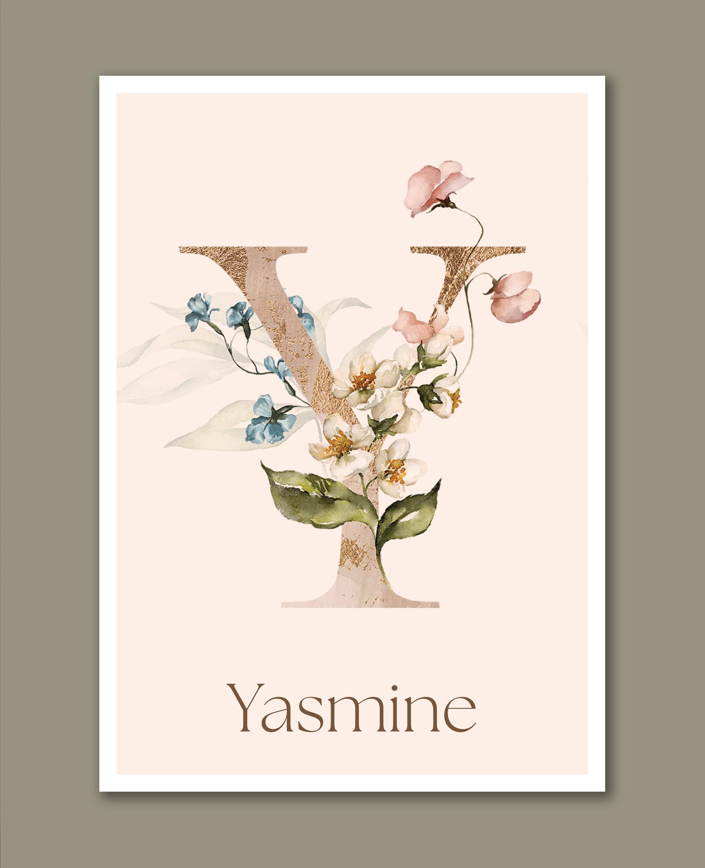 Personalized Y Letter Watercolor Illustration for Nursery, Alphabet Art ...