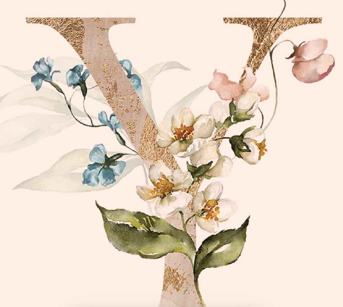 Personalized Y Letter Watercolor Illustration for Nursery, Alphabet Art ...