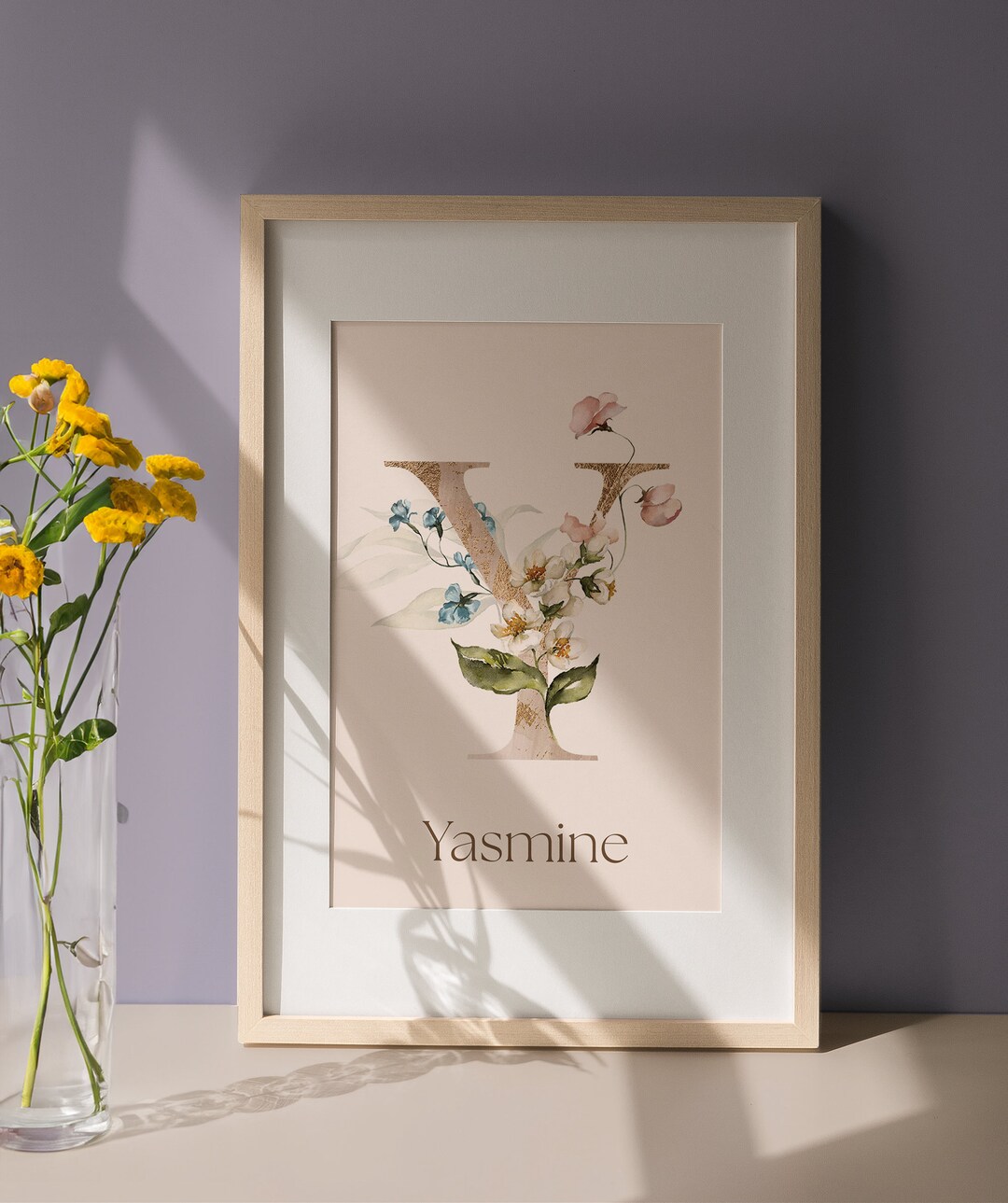 Personalized Y Letter Watercolor Illustration for Nursery, Alphabet Art ...