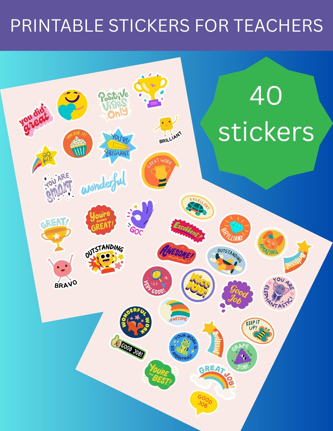 Printable Teachers Stickers, Positive Stickers for Teachers, Homeschool ...