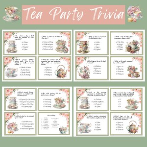 Tea Party Trivia Game Flashcards | Printable Family Night Activity ...