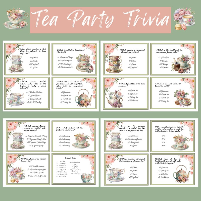 Tea Party Trivia - Etsy