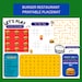 Burger Restaurant Printable Placemat, Summer Party Activity Placemat ...
