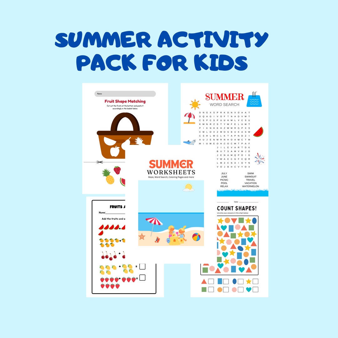 Summer Activity Workbook for Kids/ Summer Printable for Kids/summer ...