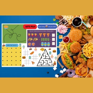 Restaurant Printable Placemat, Fast Food Printable Placemat, Kids ...