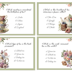 Tea Party Trivia Game Flashcards | Printable Family Night Activity ...