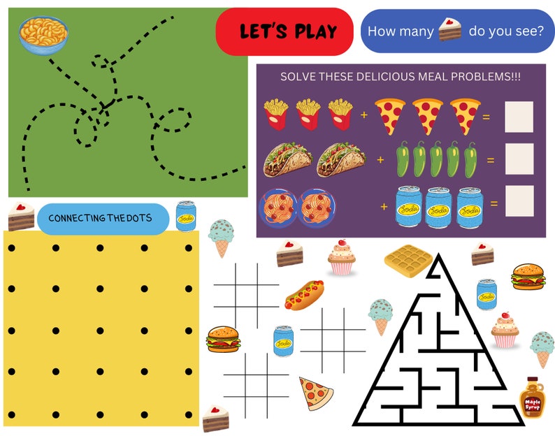Restaurant Printable Placemat, Fast Food Printable Placemat, Kids ...