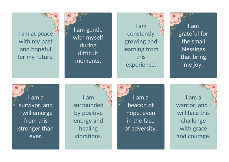 24 Positive Affirmations Cards for Cancer Patients Emotional Support ...