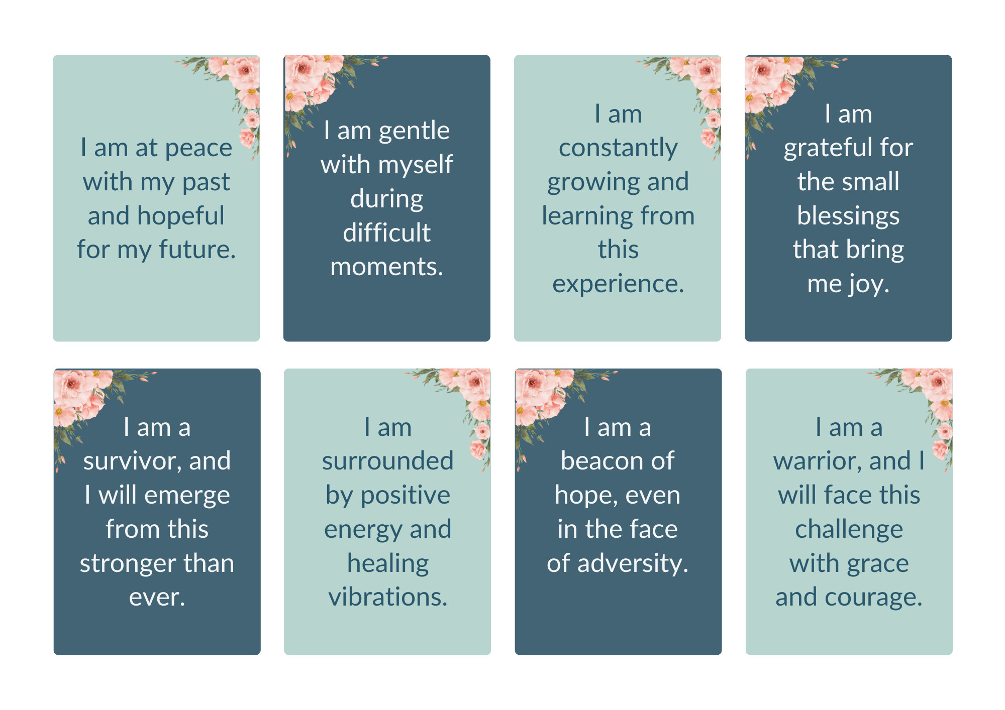24 Positive Affirmations Cards for Cancer Patients Emotional Support ...