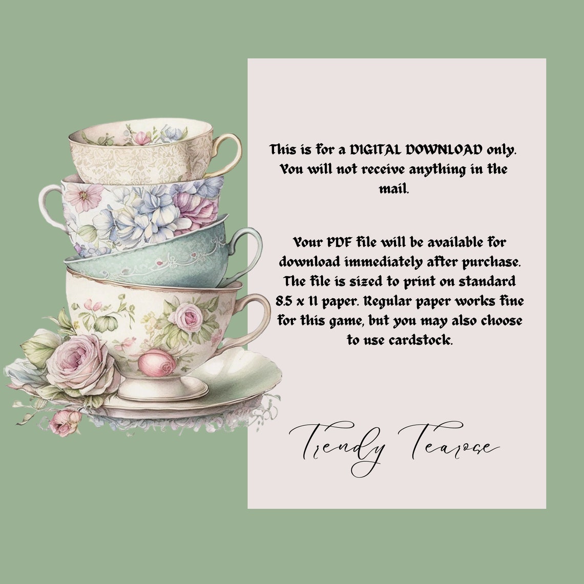 Tea Party Trivia Game Flashcards | Printable Family Night Activity ...
