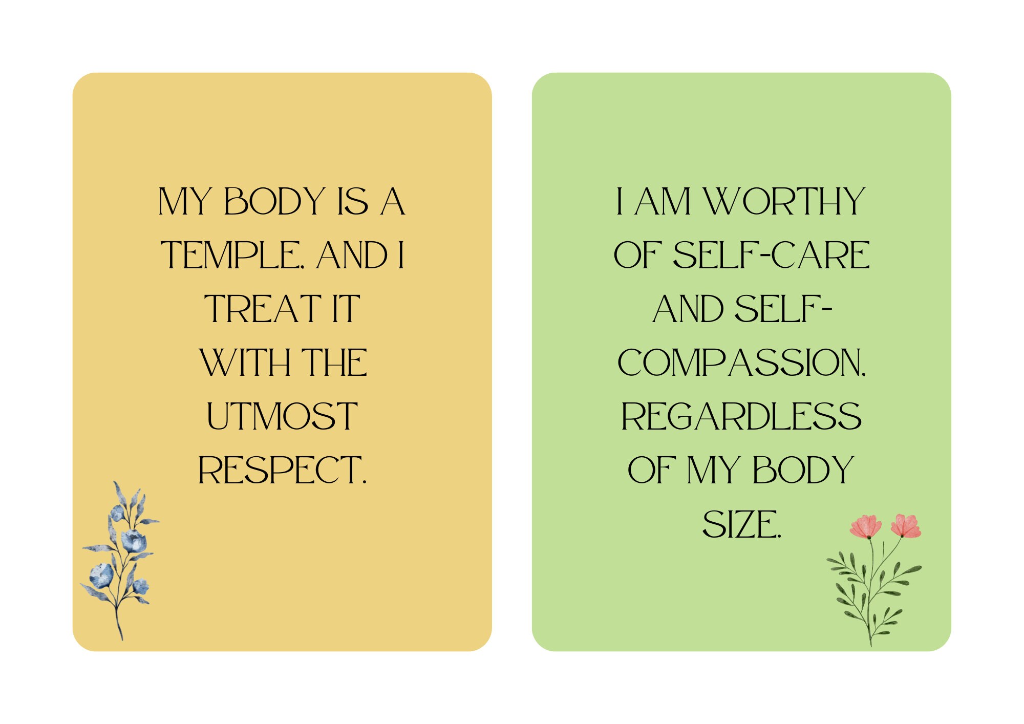 24 Body Positive Affirmations Cards, Printable Affirmations Cards ...