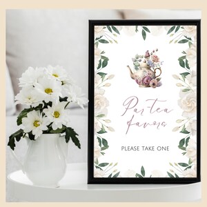 Vintage Printable Par-tea Favors Sign, Par-tea Favor Table Sign, Bridal ...