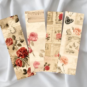 Vintage Roses Bookmark Set | 4 Printable Floral Bookmarks | Gift for ...