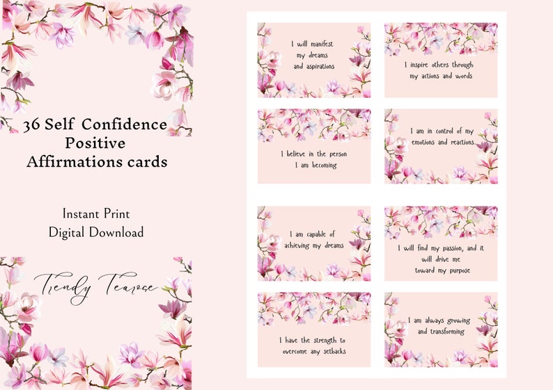Self Confidence Affirmations Printable Cards Empowering Daily Boost ...