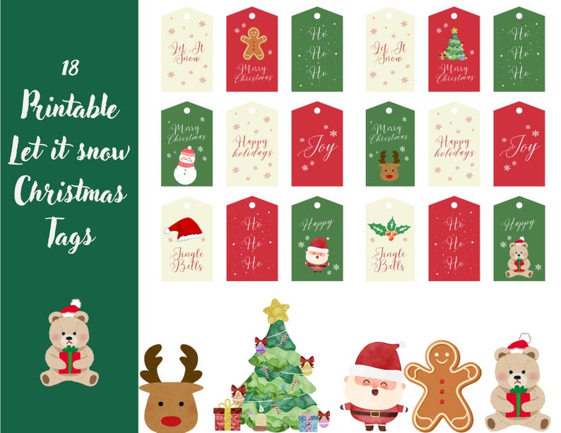 Let It Snow Printable Tags, Christmas Gift Tags, Printable Tags for ...