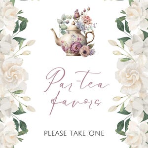 Vintage Printable Par-tea Favors Sign, Par-tea Favor Table Sign, Bridal ...