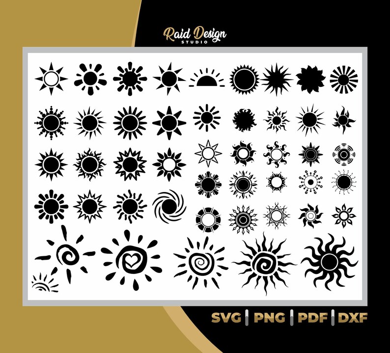 Sun Silhouette Bundle Svg, Dxf, Pdf, Png, Ai - Etsy