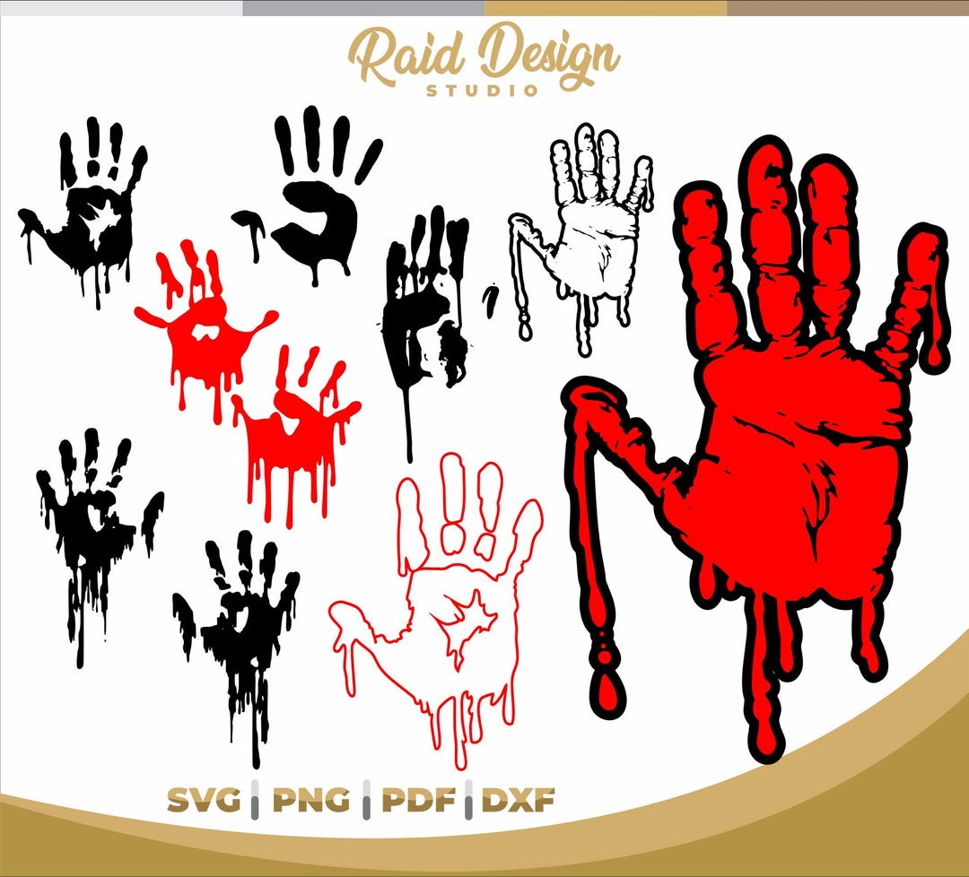 Bloody Hands in Lines for T-shirt Svg, Bloody Hands Design for ...