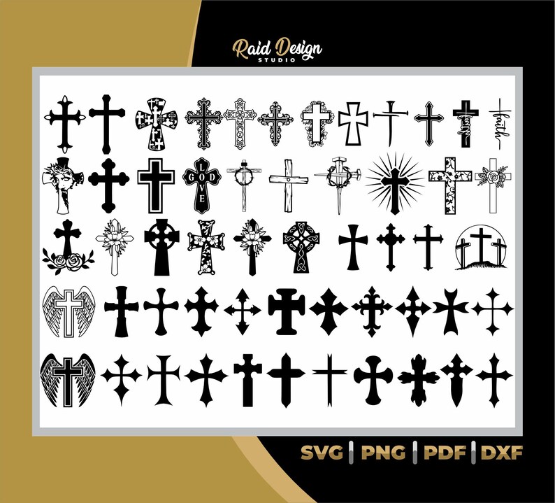 Cross Silhouette Svg, Png, Pdf, Dxf, Dream for Easter, Line Art for T ...