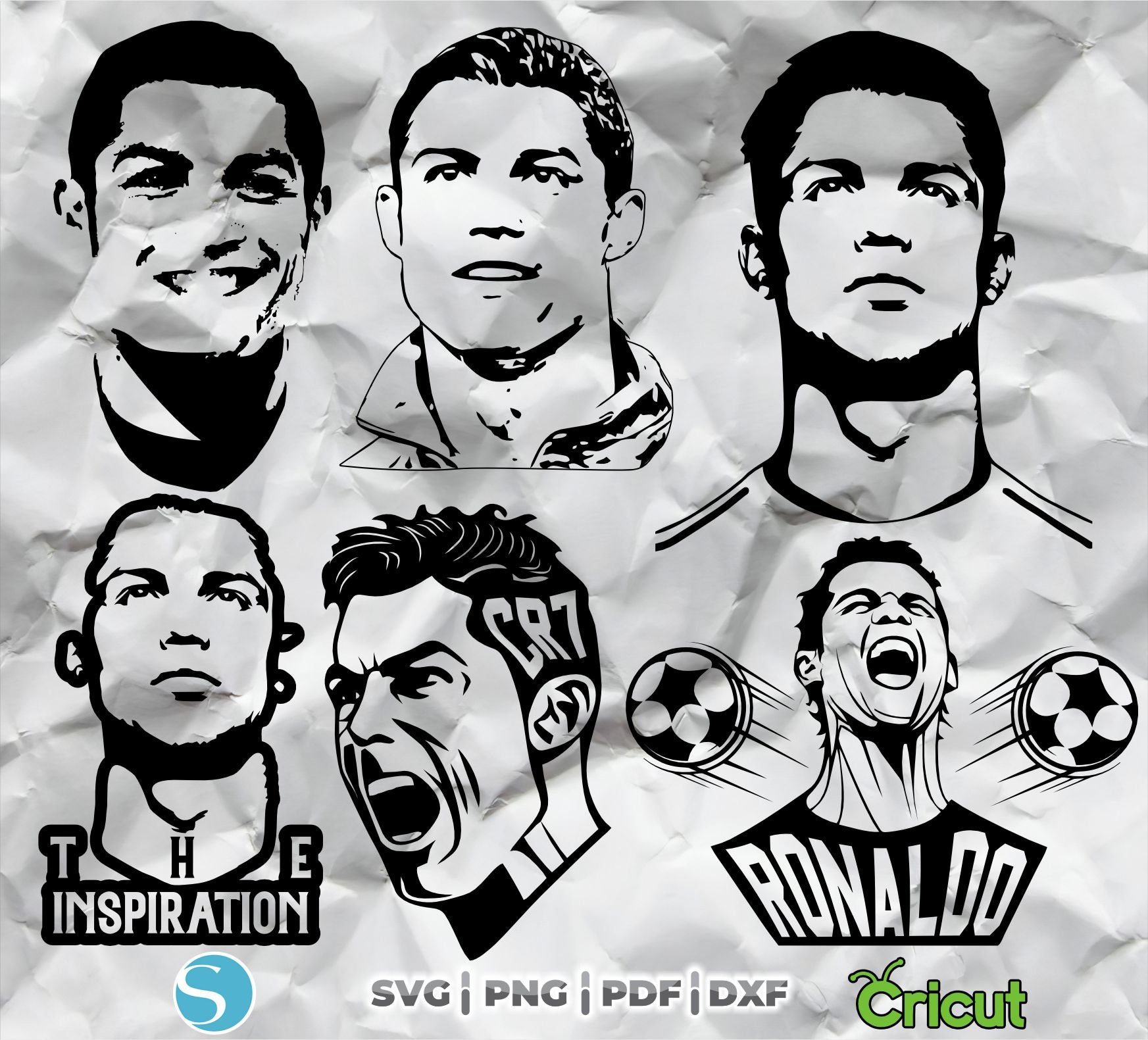 Ronaldo Silhouette, Cristiano Ronaldo Printable Files, Cut Files of ...
