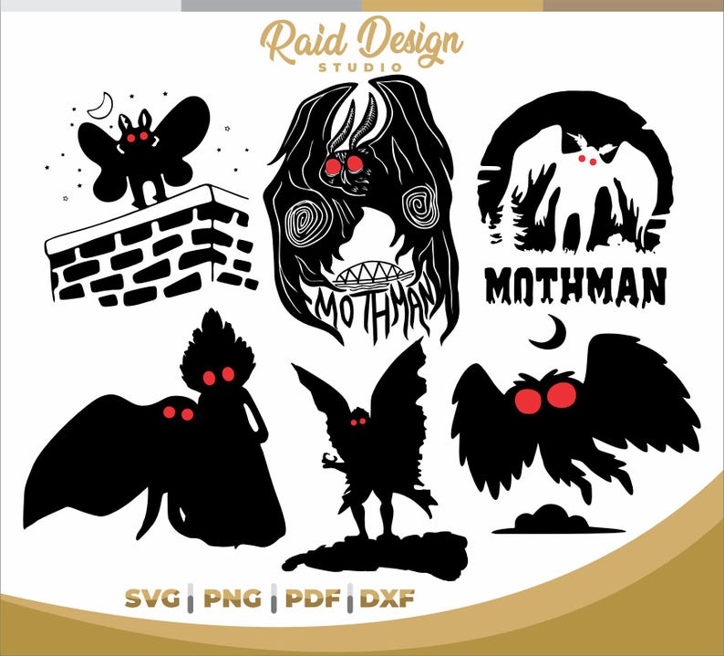 Mothman Bundle Silhouette Designs Vol. 2, Svg, Png, Dxf, Pdf, Ai ...