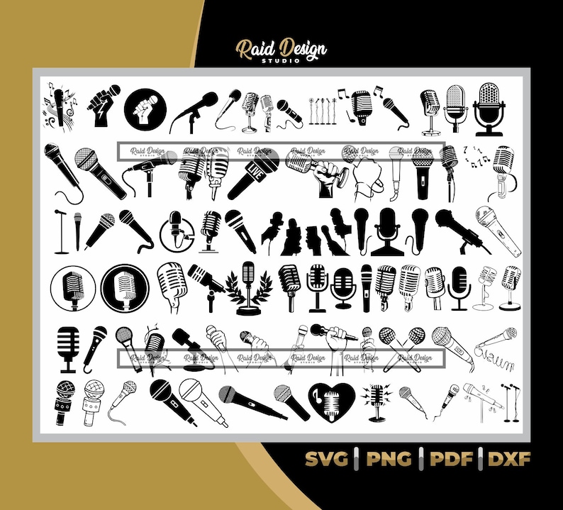 Microphone Designs for Printing, Set of Microphones for Laser Cutting ...