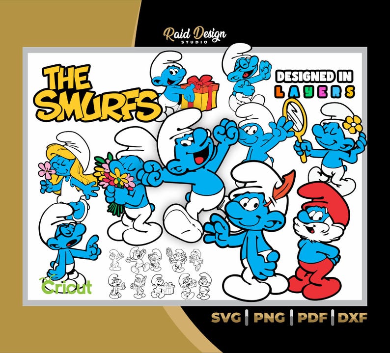 The Smurfs Vintage Design, the Smurfs in Svg, the Smurfs Png, Funny ...