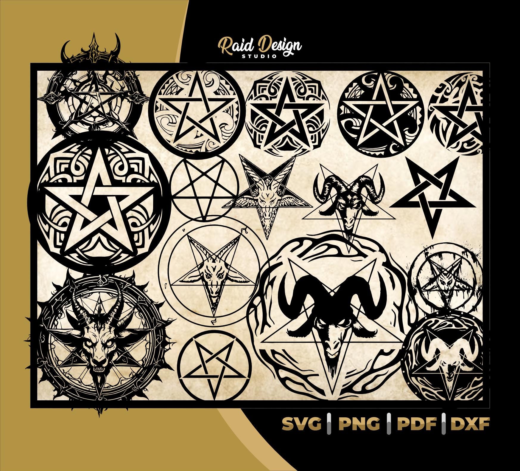 Baphomet Pentagram Svg, Satanic Symbolism Design, Gothic Pentagram ...