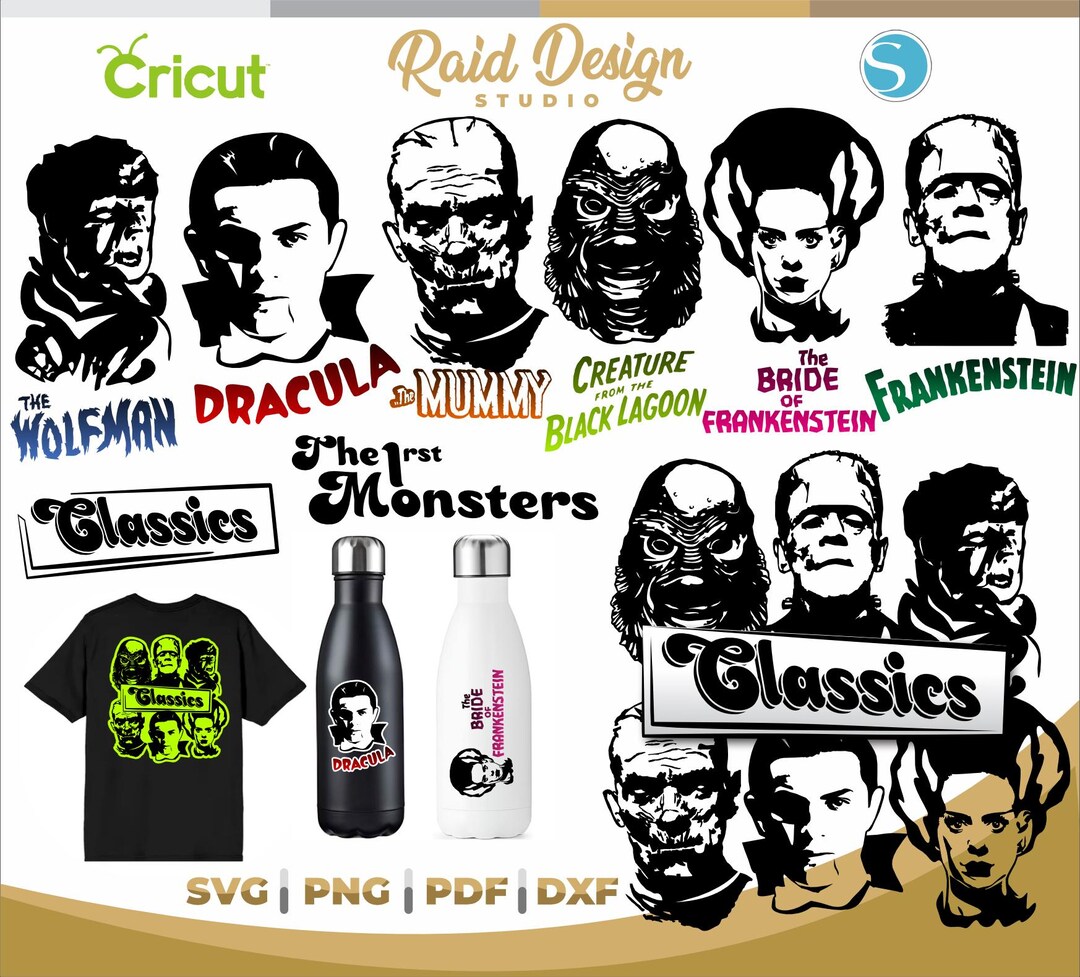 Classic Monsters Silhouette, Werewolf Svg, Classic Dracula Svg ...