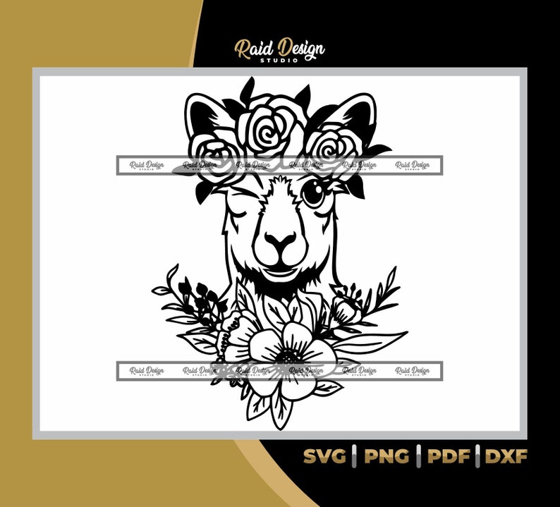 Llama Floral Silhouette Svg, Png, Dxf, Pdf ,ai, Animated Llama ...