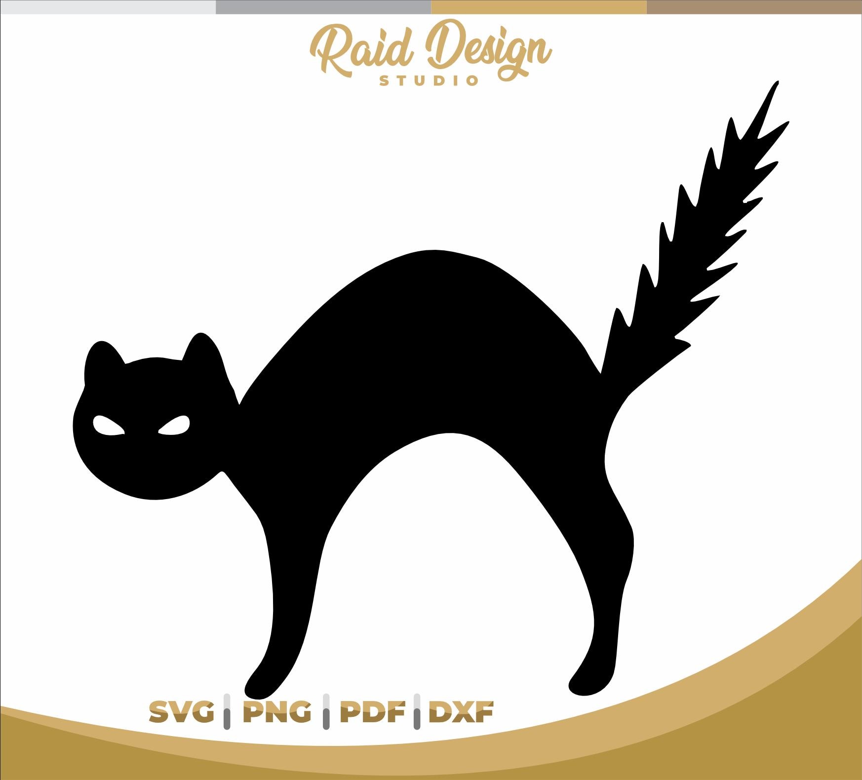 Scared Cat Silhouette, Scared Cat Halloween Svg, Scared Cat Deco Art ...