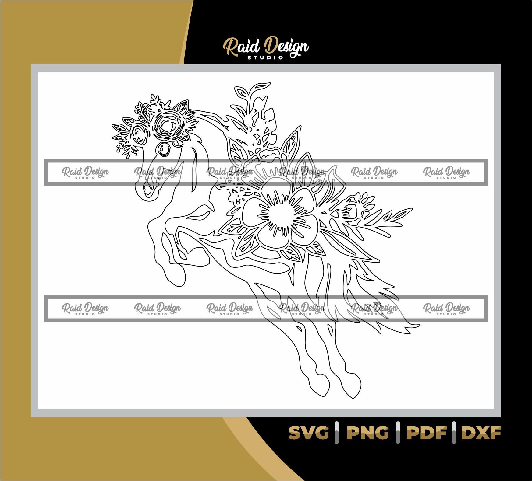 Horse Floral Lineart Svg, Png, Pdf, Ai, Dxf, Horse Design for T-shirts - Etsy
