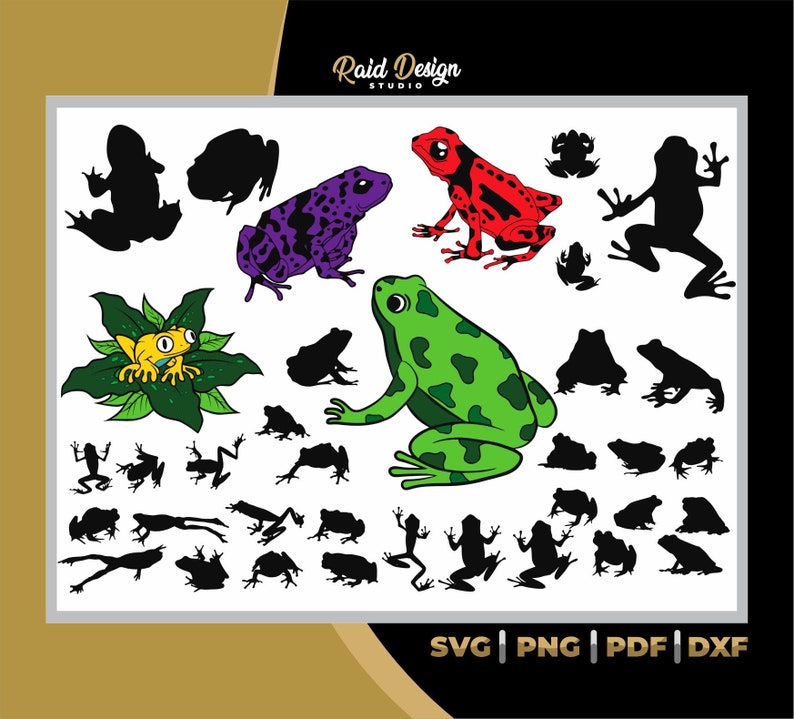 Frog Silhouette Svg, Png, Pdf, Dxf, Ai - Etsy México