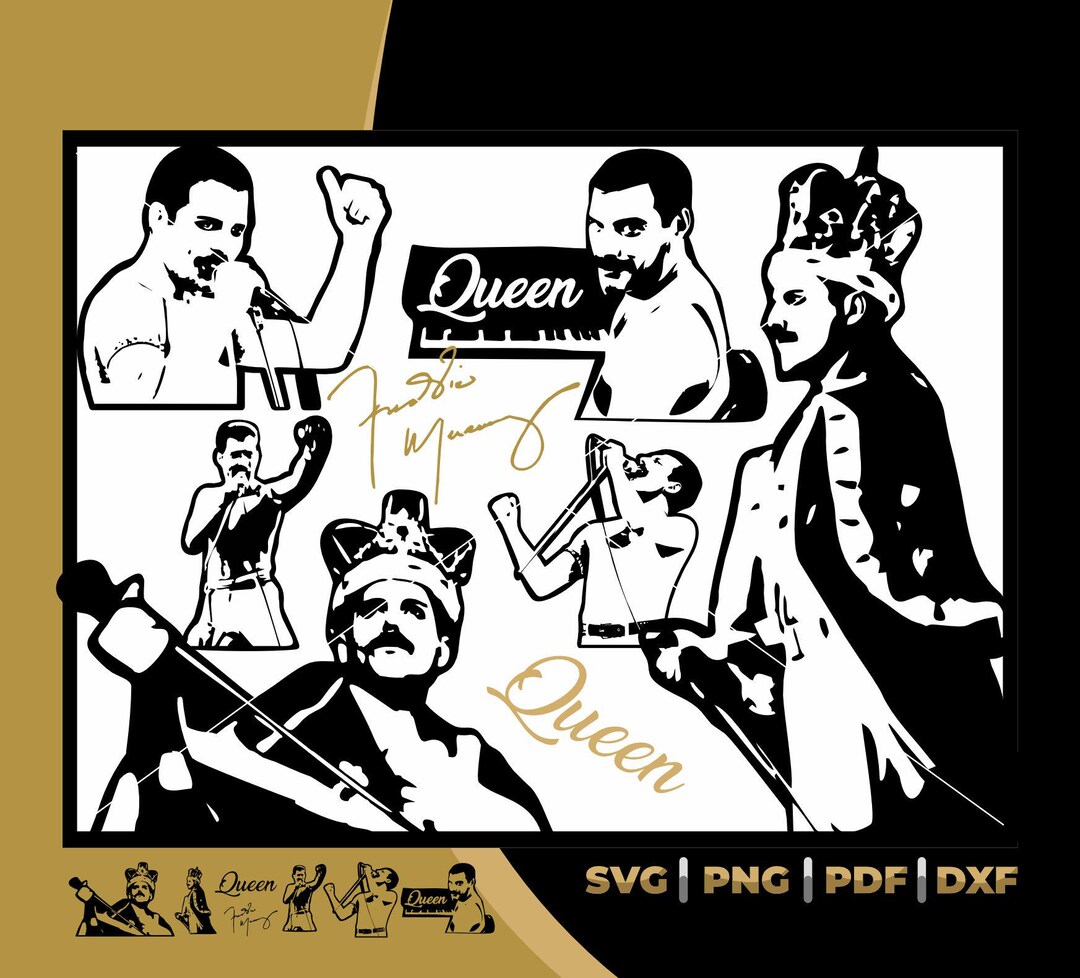 Freddie Mercury Silhouette in Svg, File for Printing, Line Art of ...