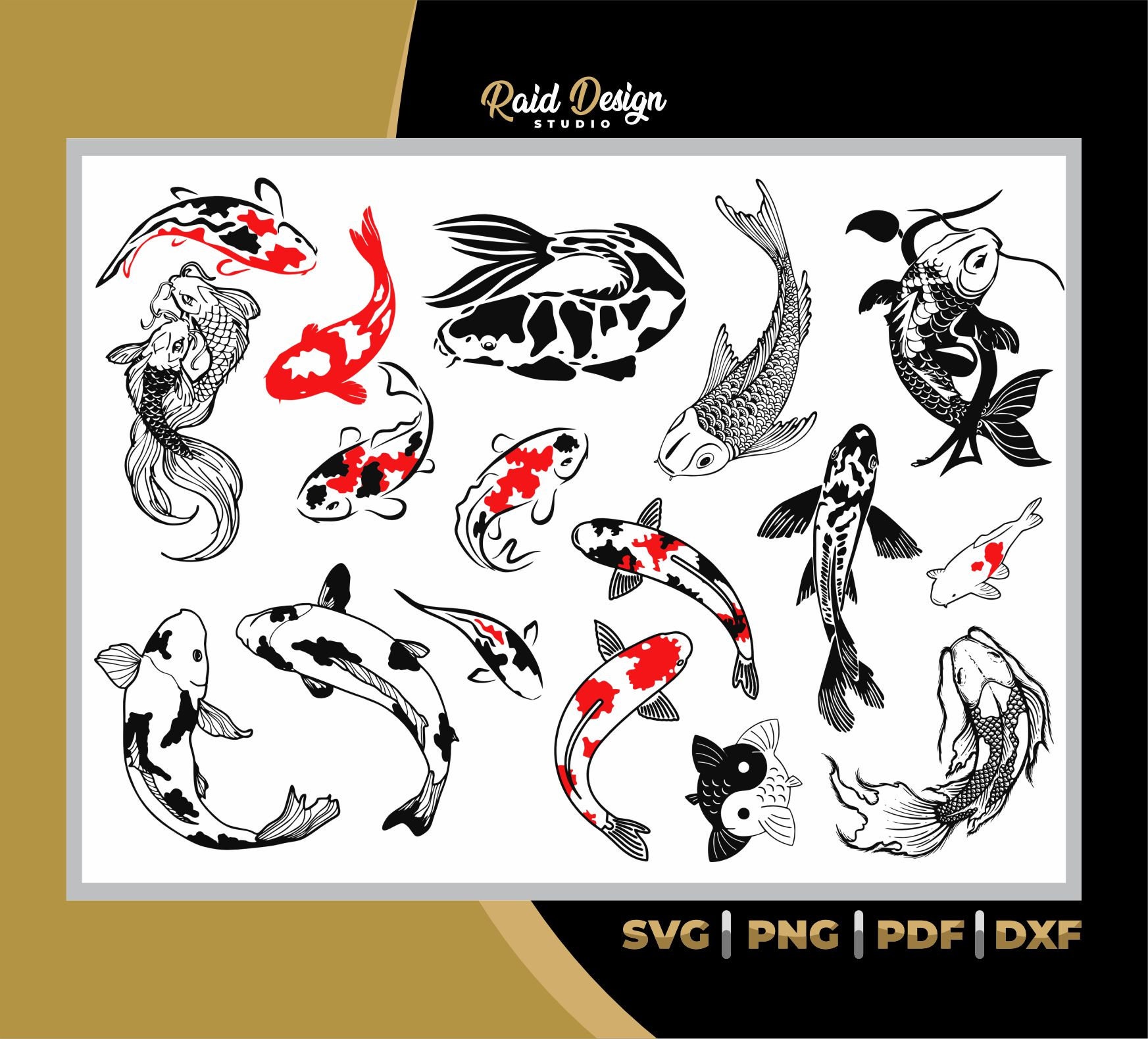 Koi Fish Silhouette Svg, Png, Dxf, Pdf - Etsy UK