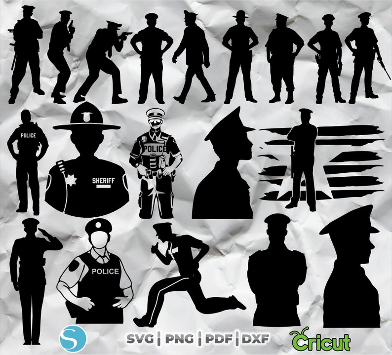 Police Silhouette, Police Women Clipart, Profile Police Lineart, Police ...