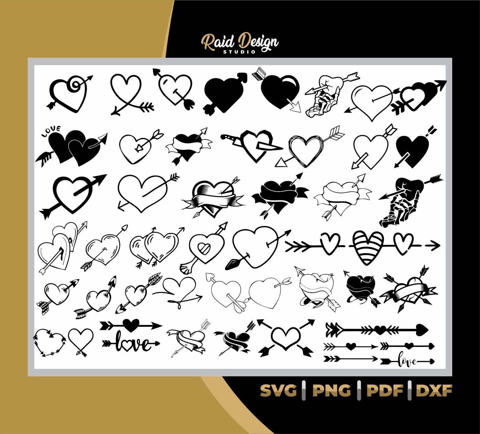 Arrowed Heart Svg, Png, Dxf, Pdf, Ai - Etsy