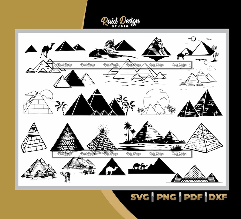Pyramid Silhouette to Print, Pyramid Design of Egypt, Pyramids to Print ...
