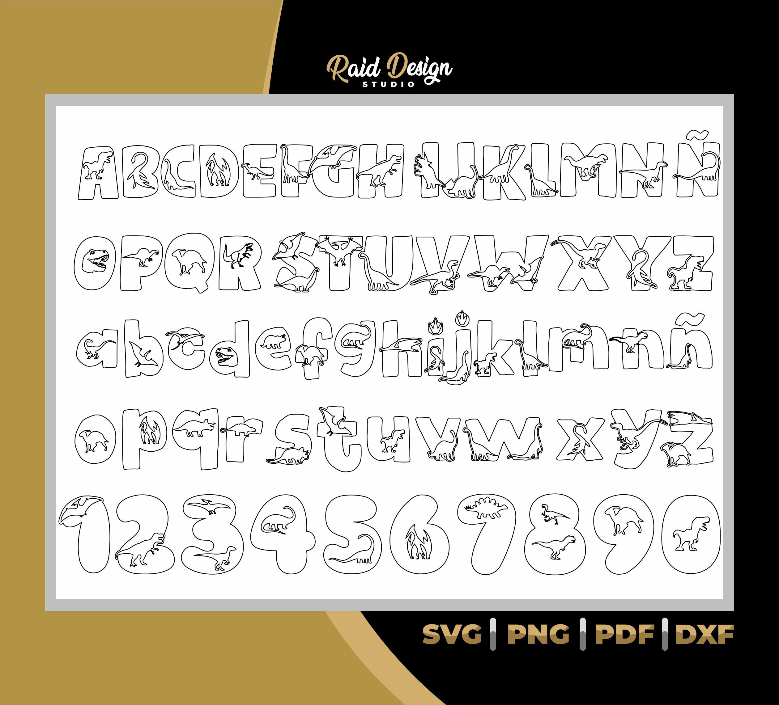 Dinosaur Font Svg, Dxf, Png, Pdf, INSTANT DOWNLOAD, Dino Numbers in ...