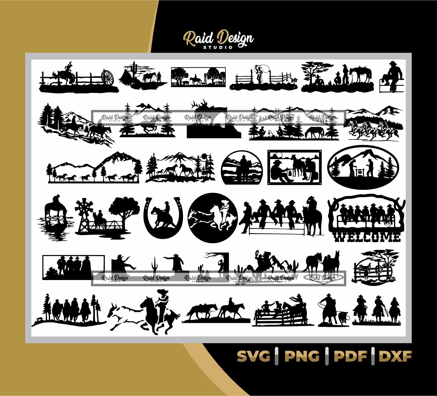Cowboy Scene Svg, Png, Dxf, Pdf, Ai - Etsy