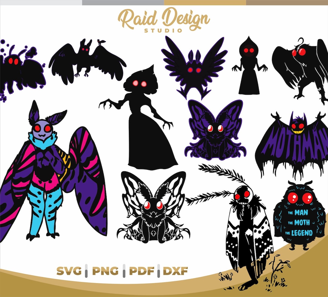 Mothman Vol. 3, Svg of Mothman Legend, Cryptids Creature Designs ...