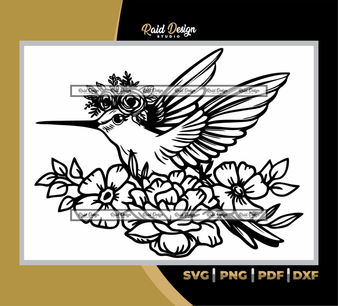 Hummingbird Floral Svg, Dxf, Png, Pdf - Etsy