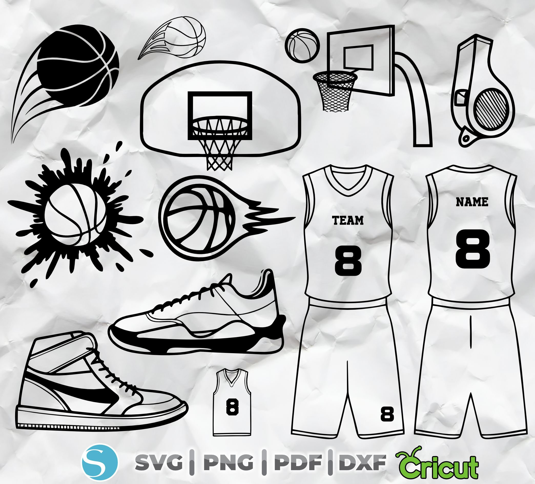 Basketball Clipart Bundle, Svg Basket Lineart, Ball Basketball, Splash ...