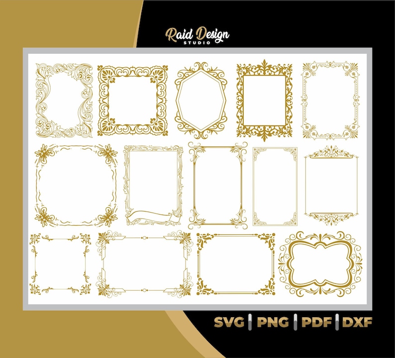 Vintage Frame Silhouette Svg, Png, Dxf, Pdf, Ai - Etsy