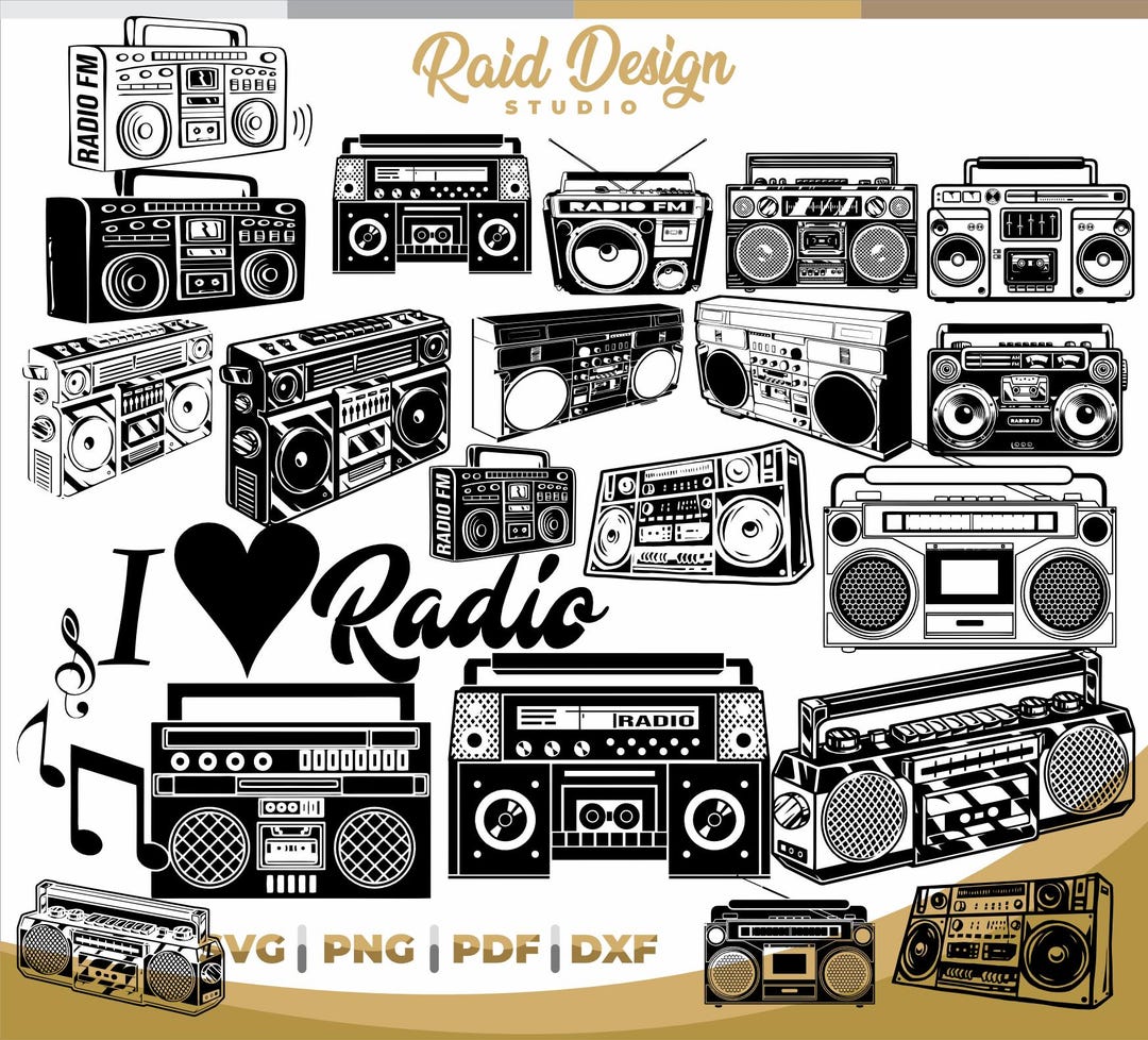 Boombox Radio Structure, Boombox Radio Svg, Radio Fm Clipart, Brand of ...