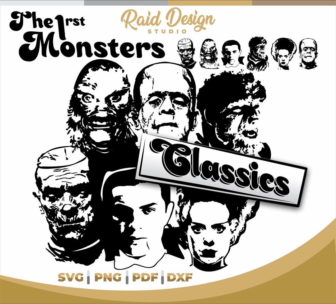 Classic Monsters Silhouette, Werewolf Svg, Classic Dracula Svg ...